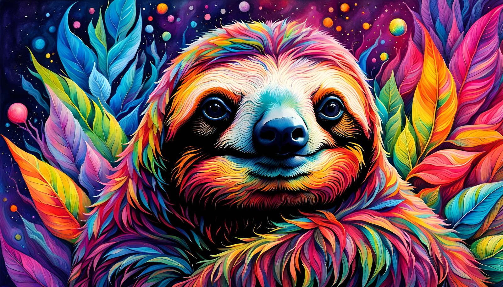 Psychedelic Rainbow Sloth (Continued) - AI Generated Artwork ...