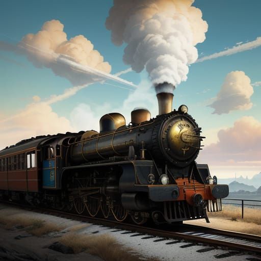 Majestic Uranium Punk Train Soars Through Ethereal... - AI Art