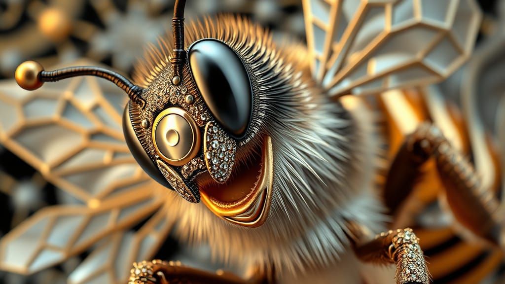Surreal Selfie of a Laughing Modern Bee in Glitter... - AI Art