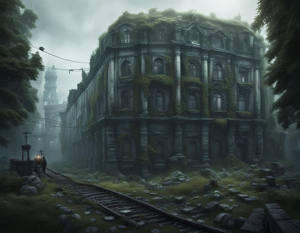 Berlin, City, dystopian, overgrown, ruins, creepy, stray monsters, fog ...