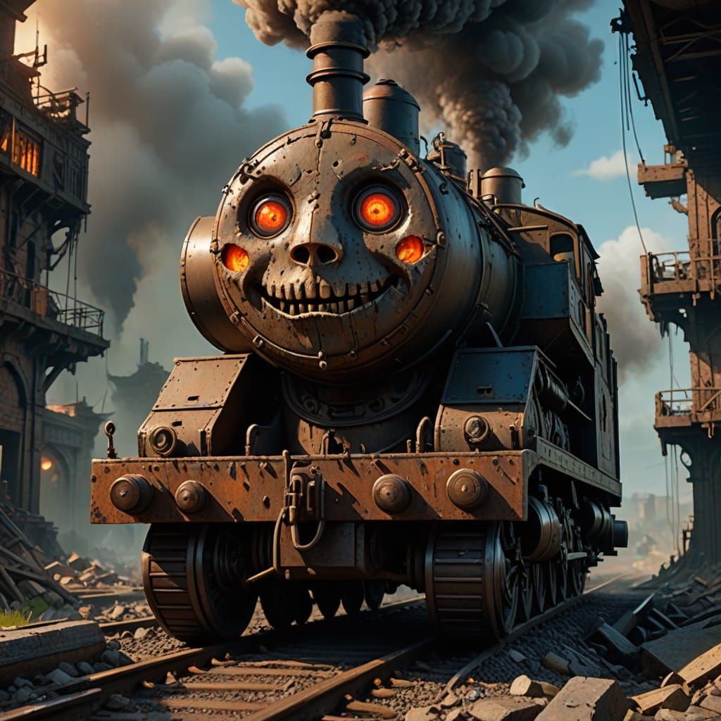 Grimdark Warhammer 40k Thomas the Tank Engine - AI Art