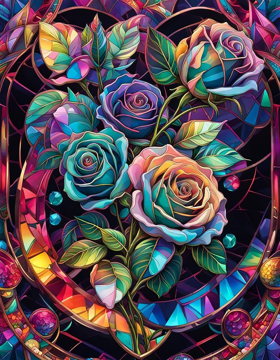(hyper detailed beautiful rose:1,7) made of geometric magnificent ...