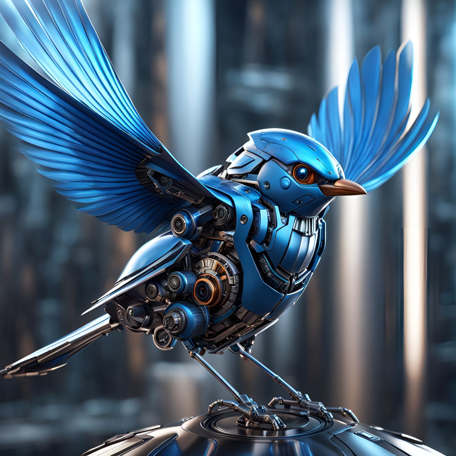 Bionic Bluebird - AI Generated Artwork - NightCafe Creator