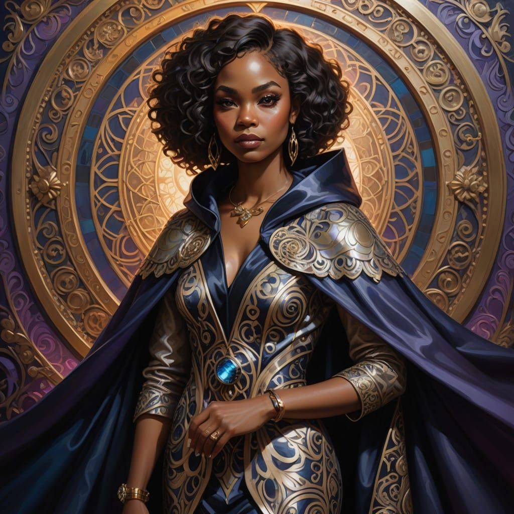 African American woman, with cloak