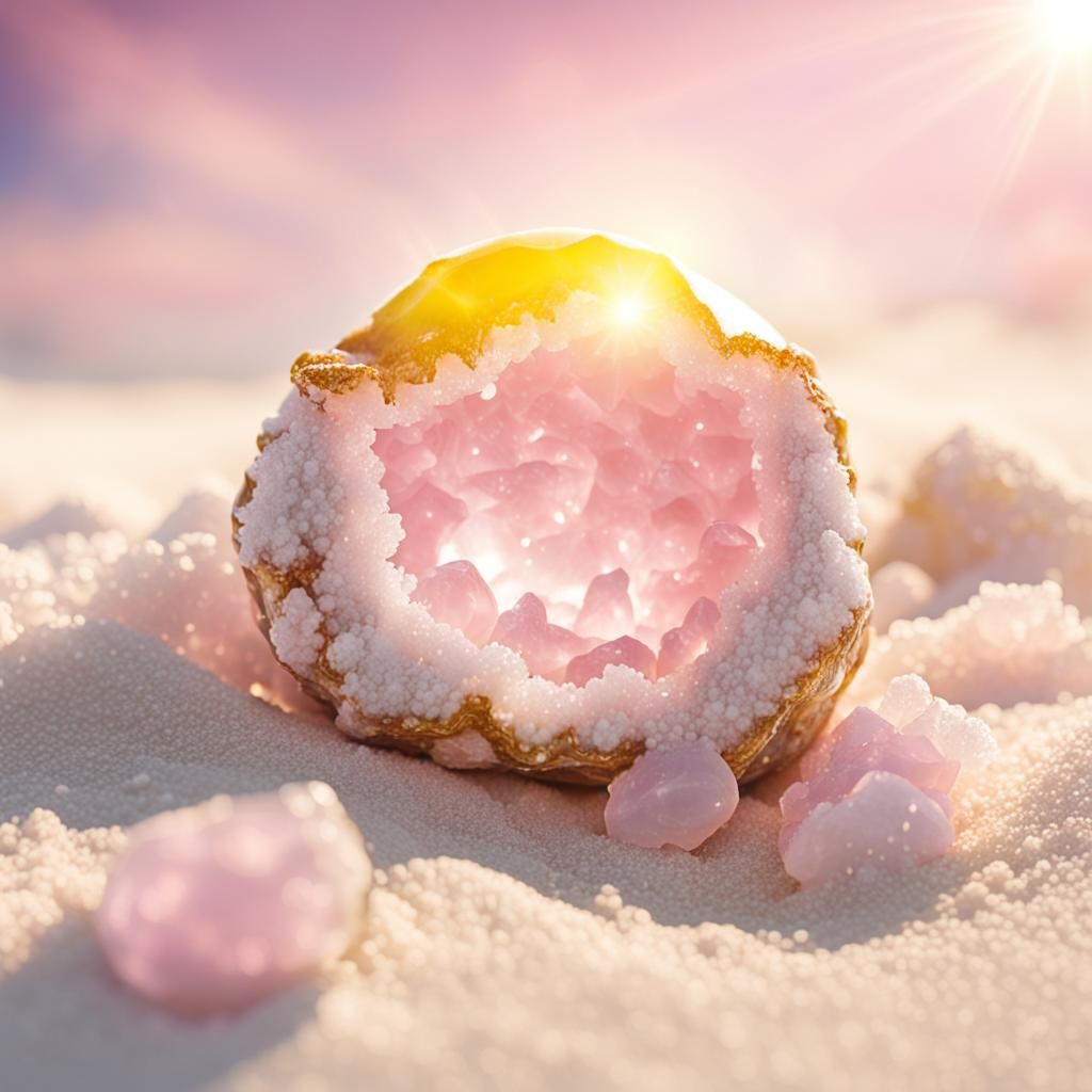 Rose quartz geode - AI Generated Artwork - NightCafe Creator