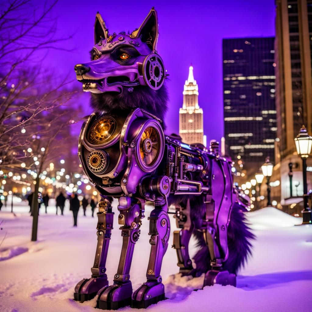 Steampunk wolf Chicago - AI Generated Artwork - NightCafe Creator
