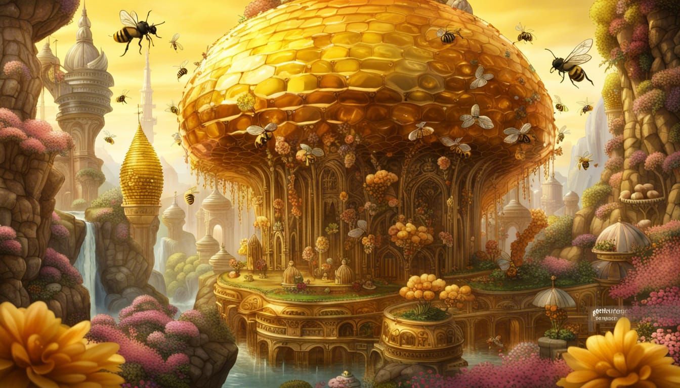 Golden Hive Palace - AI Generated Artwork - NightCafe Creator