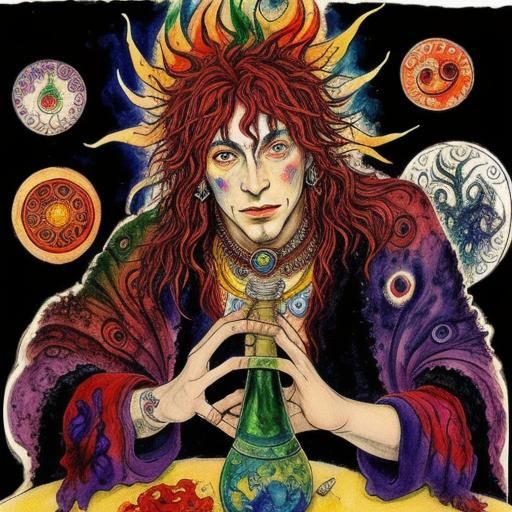 Magical shaman enthralling a surreal dystopian nightmare of a broken ...