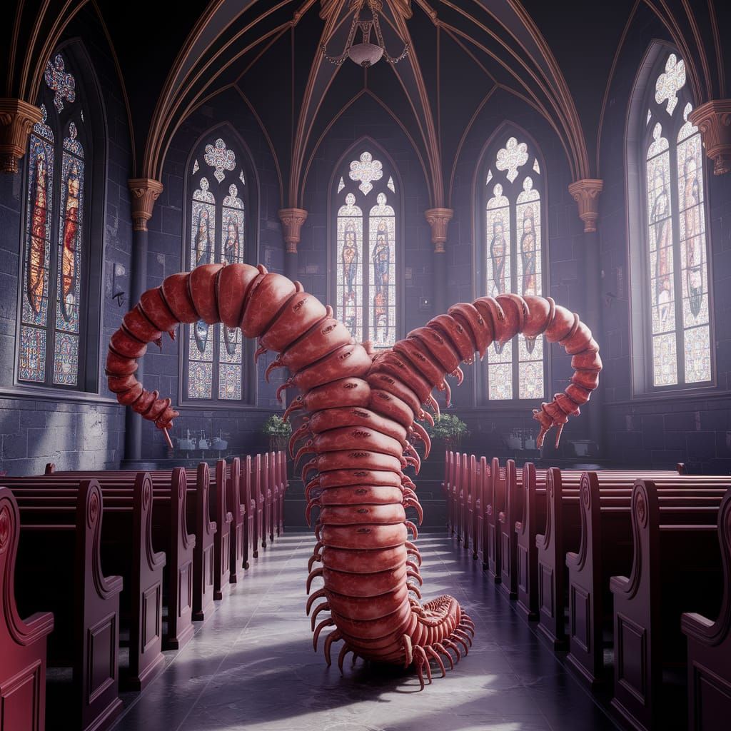 alien church - Surreal Praying Creatures in a Sinister Churc...