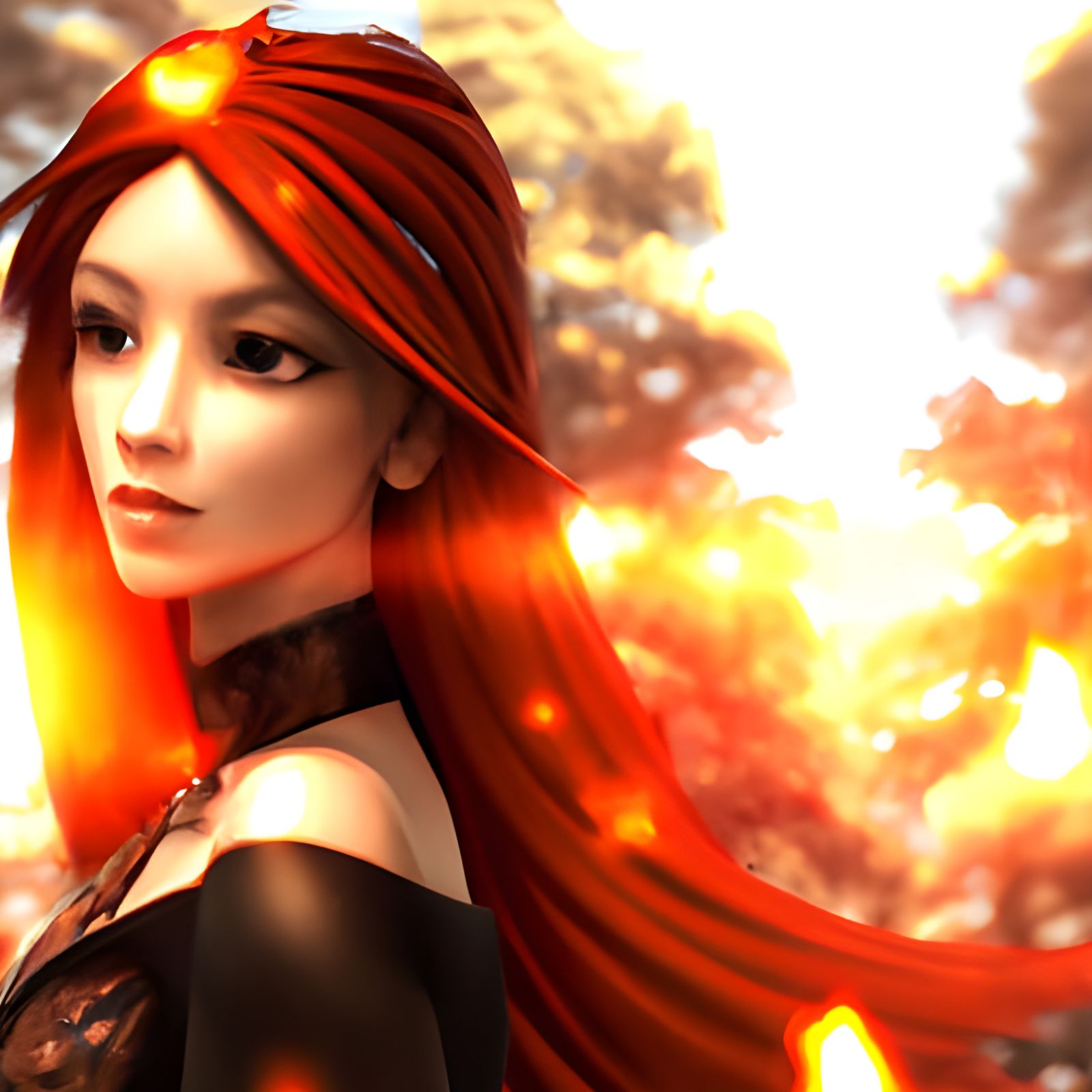 Beautiful fiery Dark elf - AI Generated Artwork - NightCafe Creator