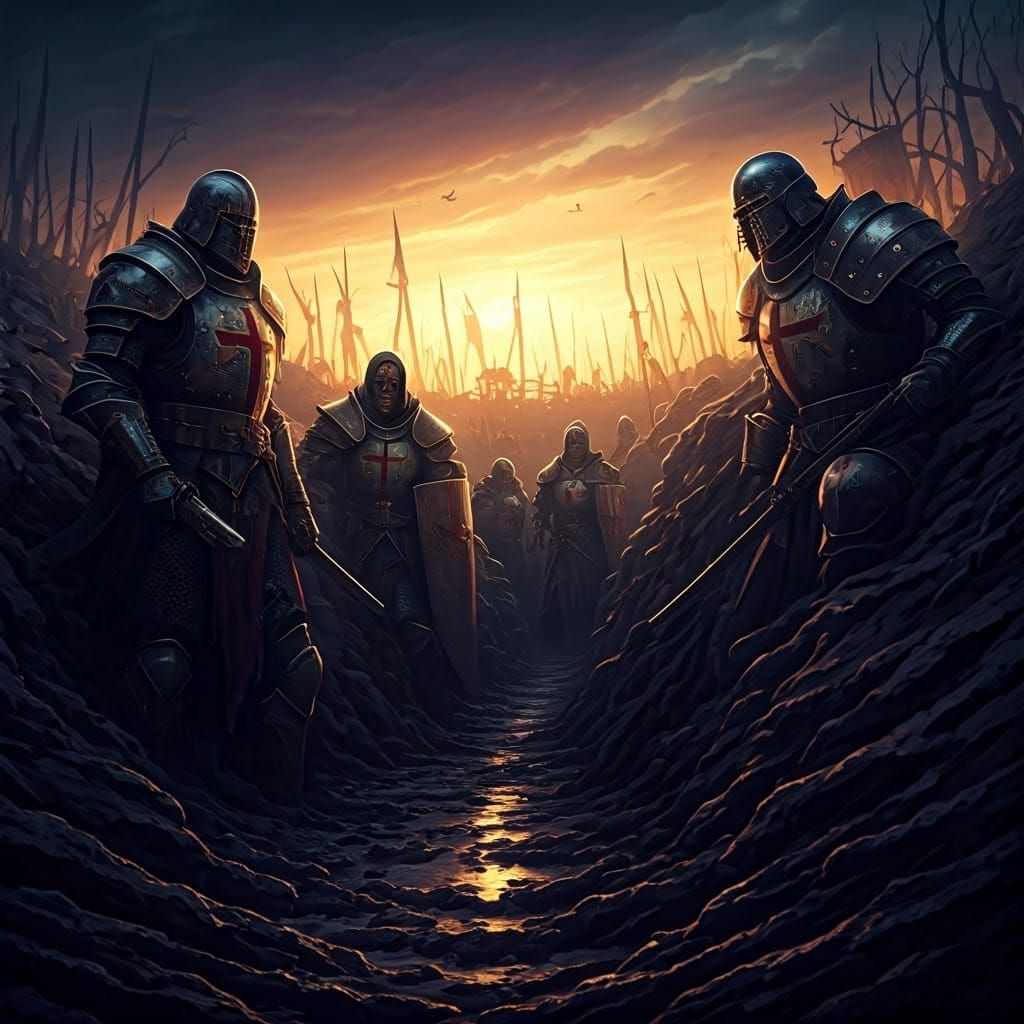Dark Fantasy Trench Crusade in Rich, Vibrant Hues - AI Art
