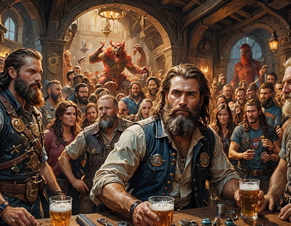 Beards, Beer & Battle Plans - AI Generated Artwork - NightCafe Creator