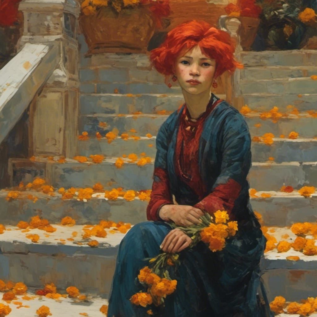 Marigold Lady 1 - AI Generated Artwork - NightCafe Creator