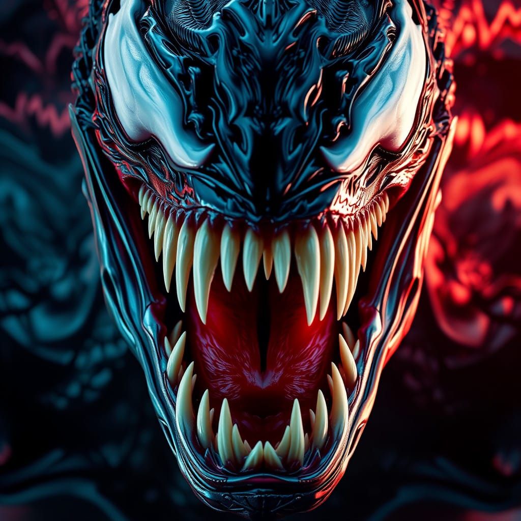 Female Venom Symbiote, mouth open - Venom Symbiote Reveals S...