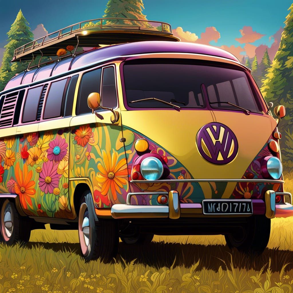 Flower Power Van - AI Generated Artwork - NightCafe Creator