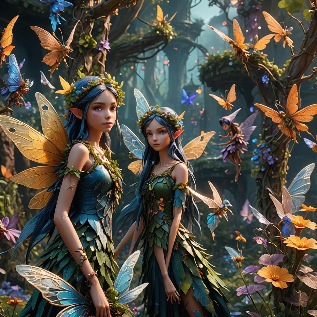 Macro closeup of fairies - AI Generated Artwork - NightCafe Creator
