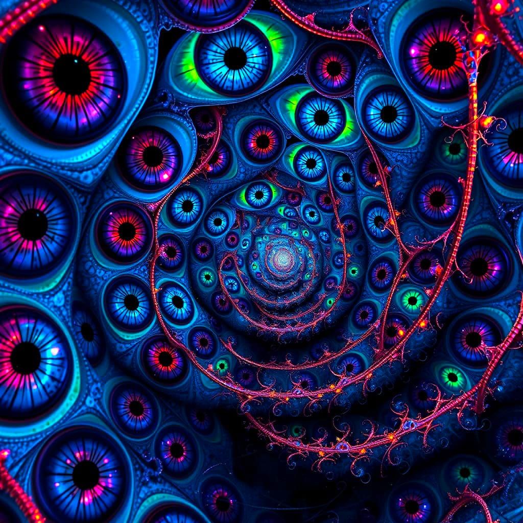 Eye Fractions - Surreal Fractal Dreamscape with Infinite Re...