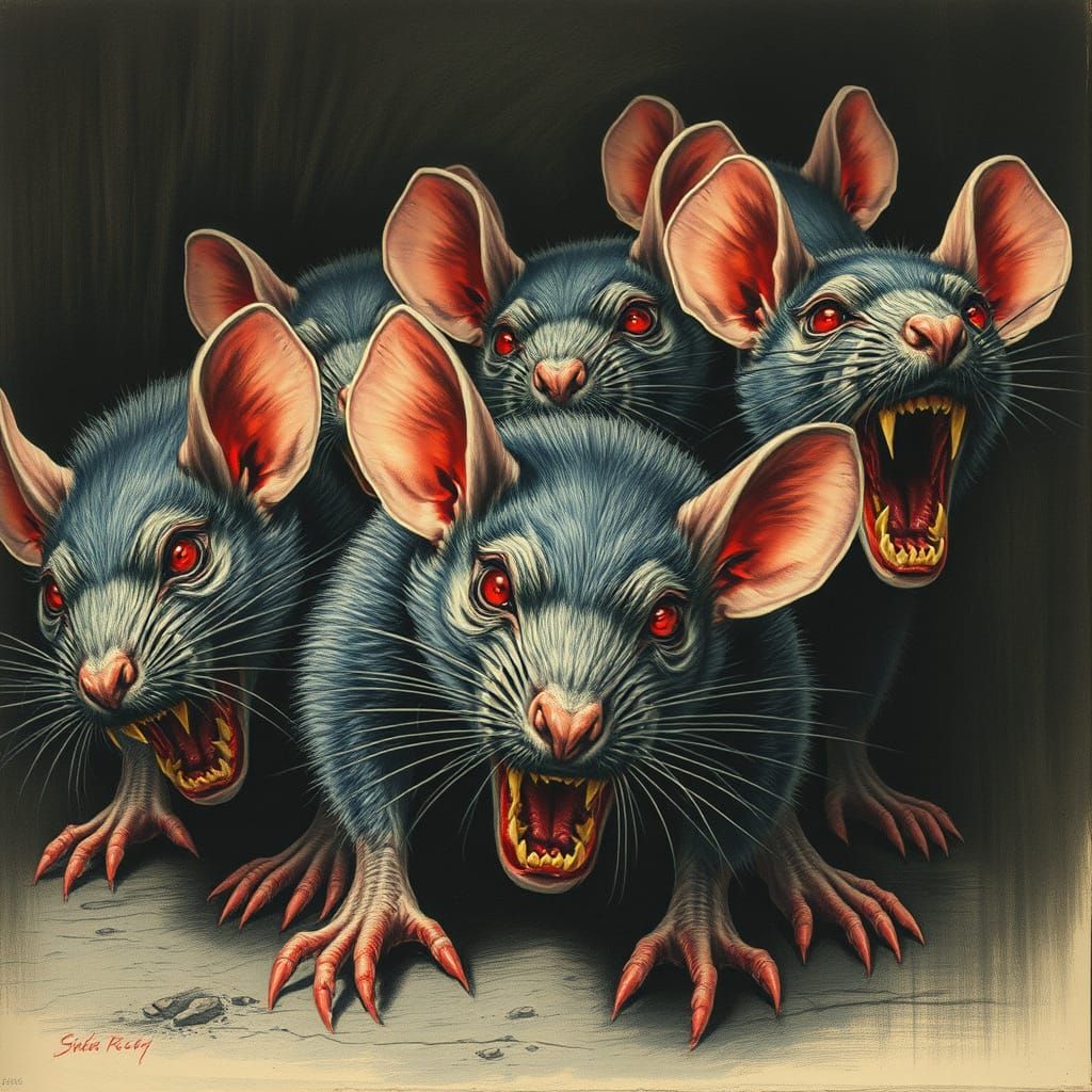 Sinister Rats Emerge from Dark Underworld - AI Art