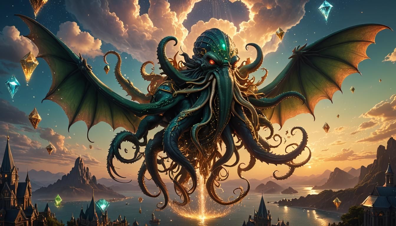 Cthulhu in the sky with diamonds - AI Generated Artwork - NightCafe Creator