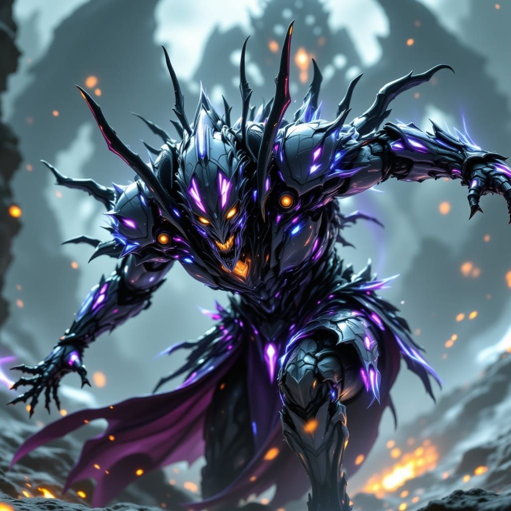 "Azrathix" - Sateri Armor Amidst Lush Flora-Fauna