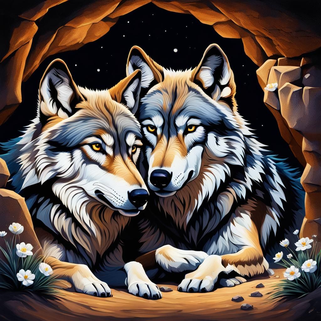Wolves in love - AI Generated Artwork - NightCafe Creator