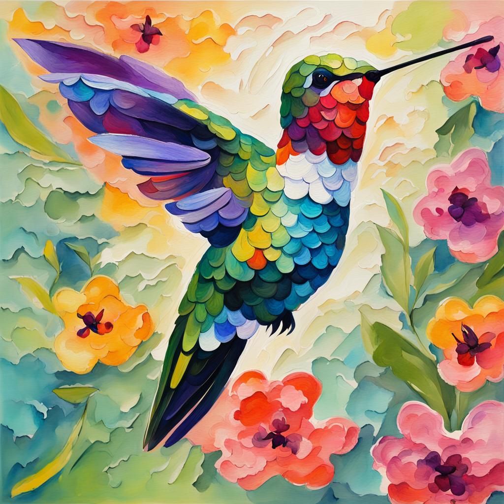 whimsical, abstract hummingbird - AI Generated Artwork - NightCafe Creator