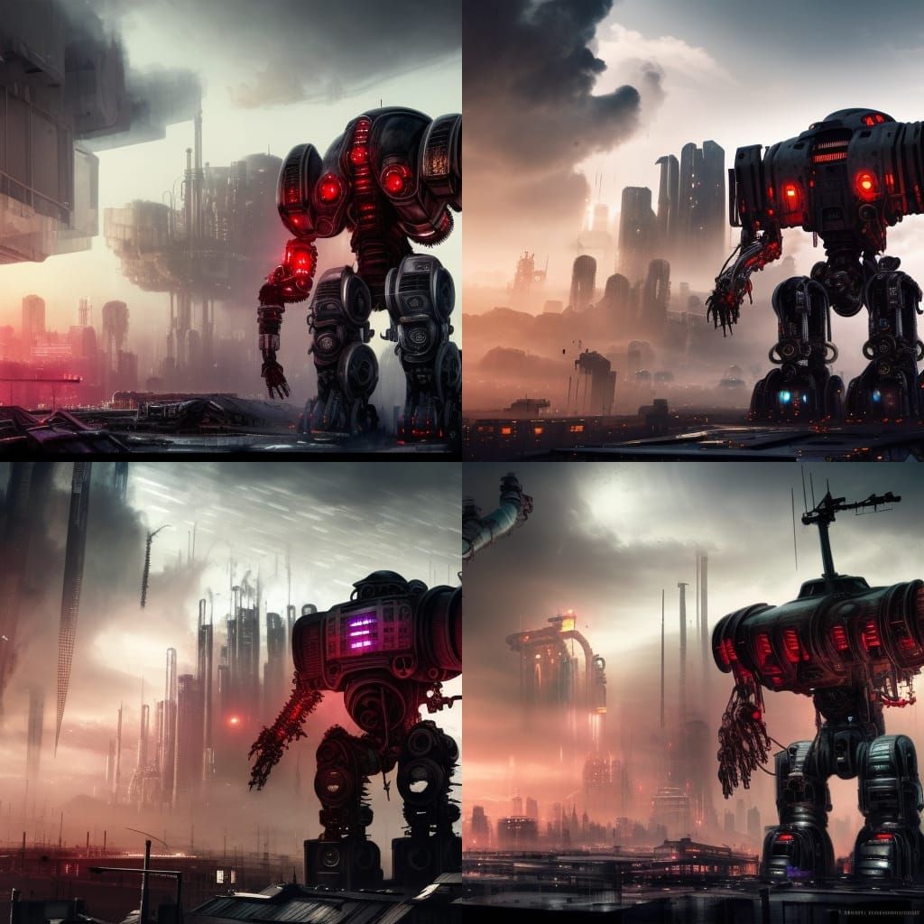 stunning epic terrifying picture of giant Terminator ships in a Post ...