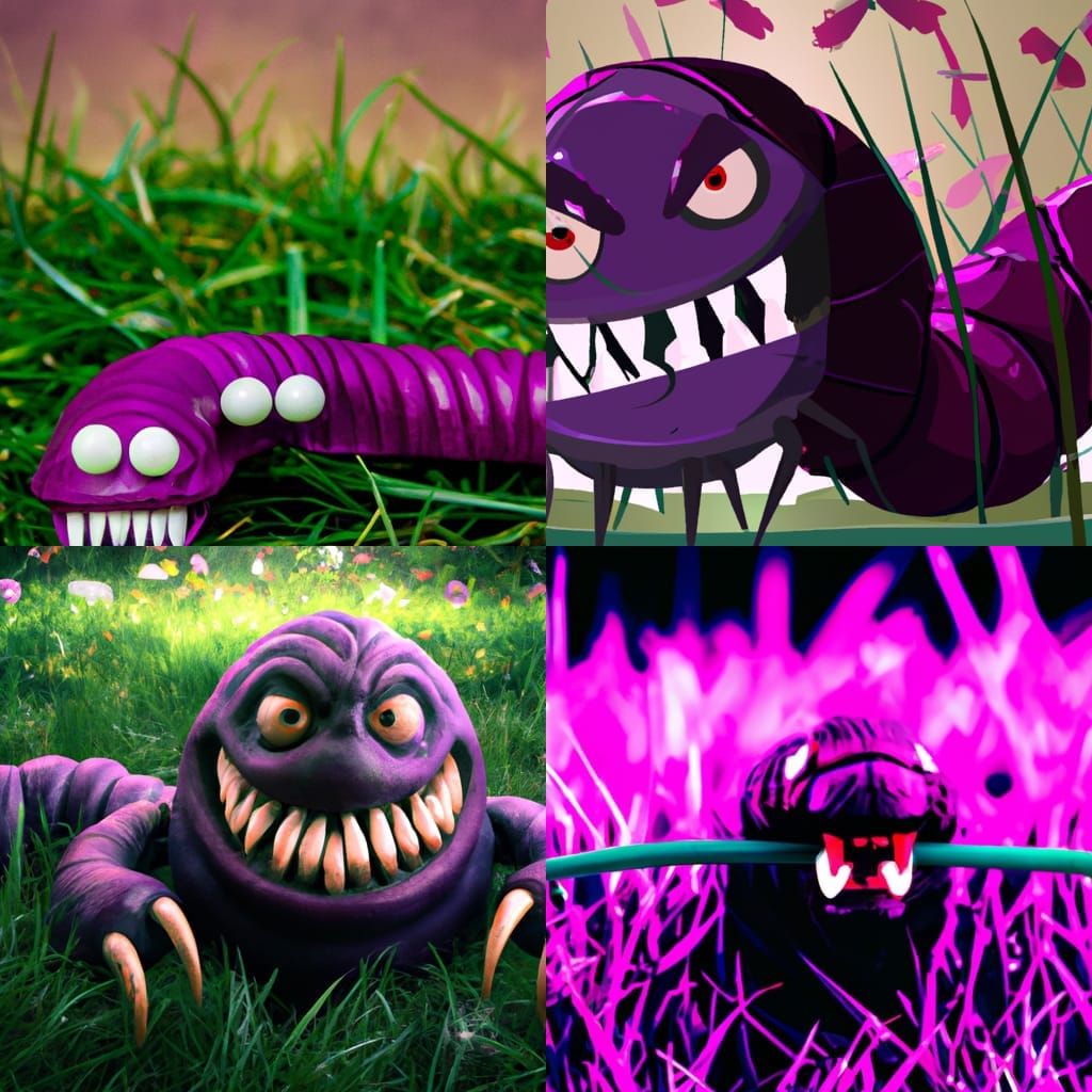 jonas! the mystical, magical evil purple worm on purple grass with ...