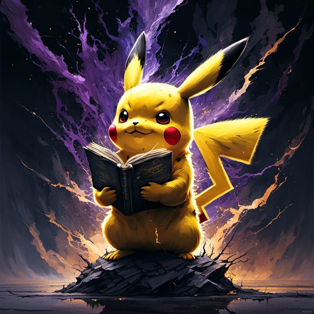 Angry Pikachu in Starry Dark Fantasy Style - AI Art