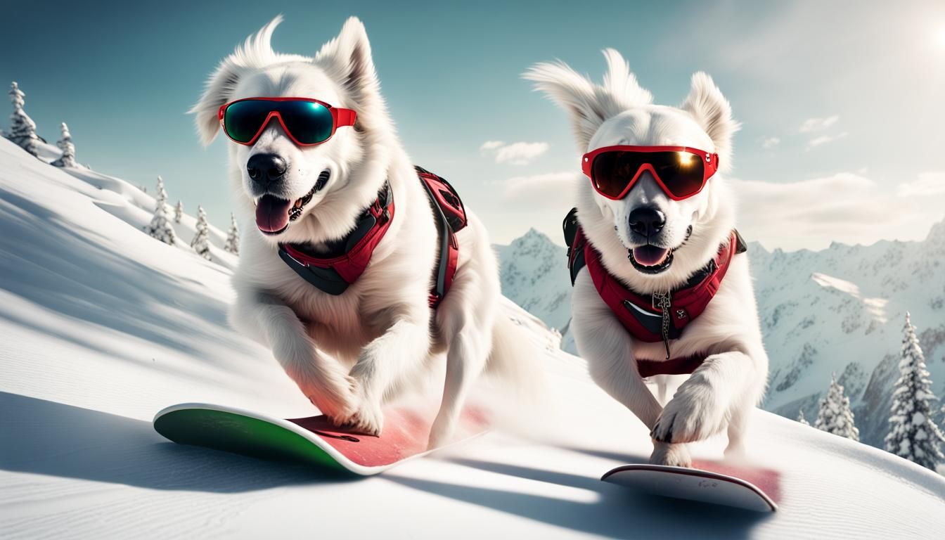 Snowboard dogs race - AI Generated Artwork - NightCafe Creator