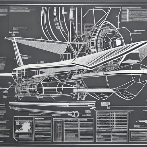 Blueprints, Pratt Whitney, General Electric, jet engine - AI Generated ...