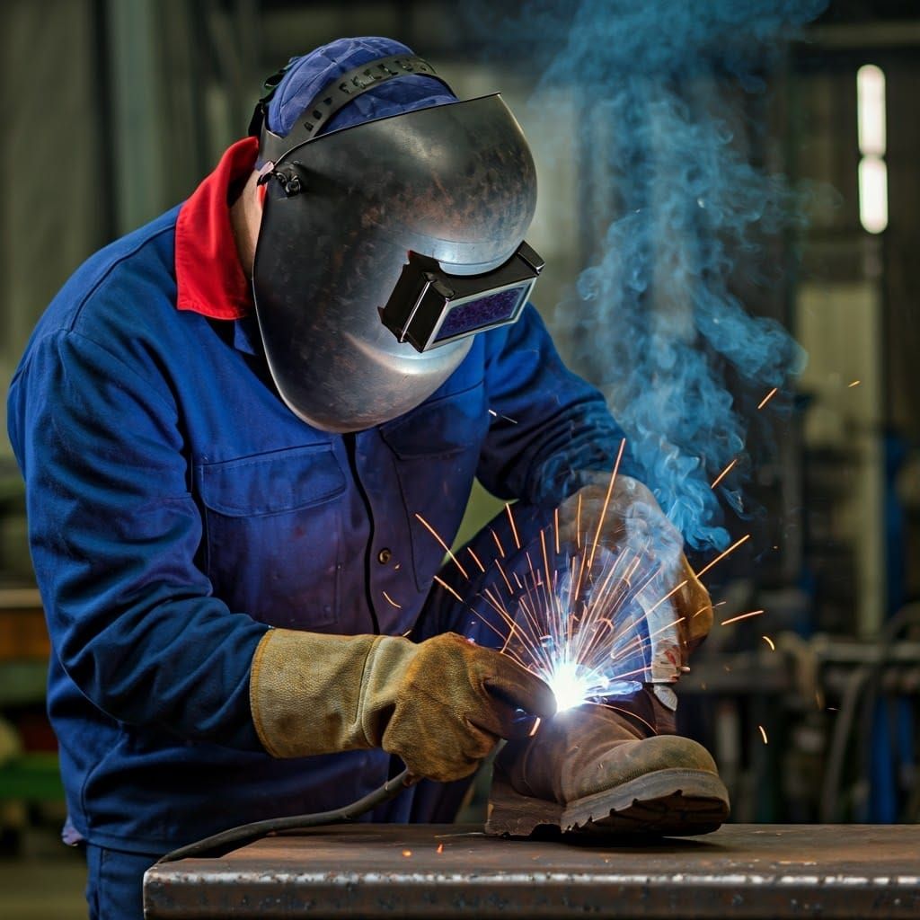 Welder's Torment in Industrial Landscape - AI Art