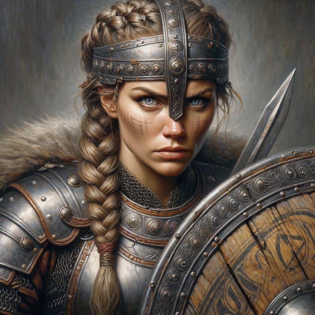 Viking Shieldmaiden in Battle Armor - AI Art
