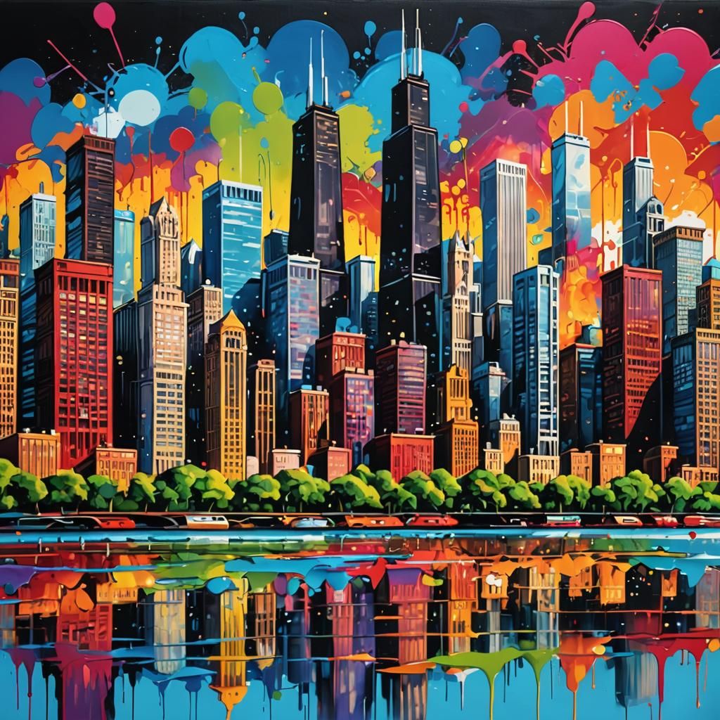 Chicago skyline - AI Generated Artwork - NightCafe Creator