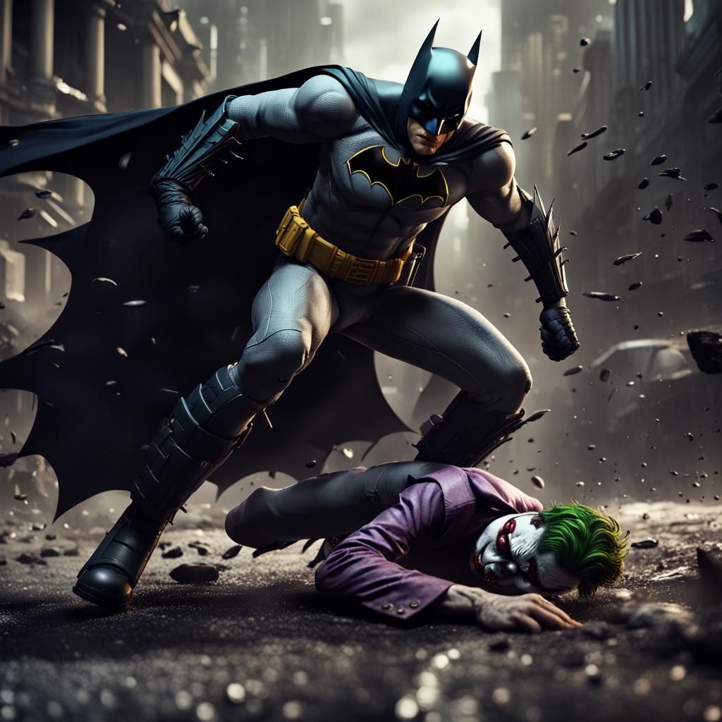 Batman wins against Joker - AI Generated Artwork - NightCafe Creator