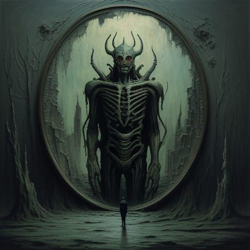 Distorted Figure in a Surreal Eerie Landscape - AI Art