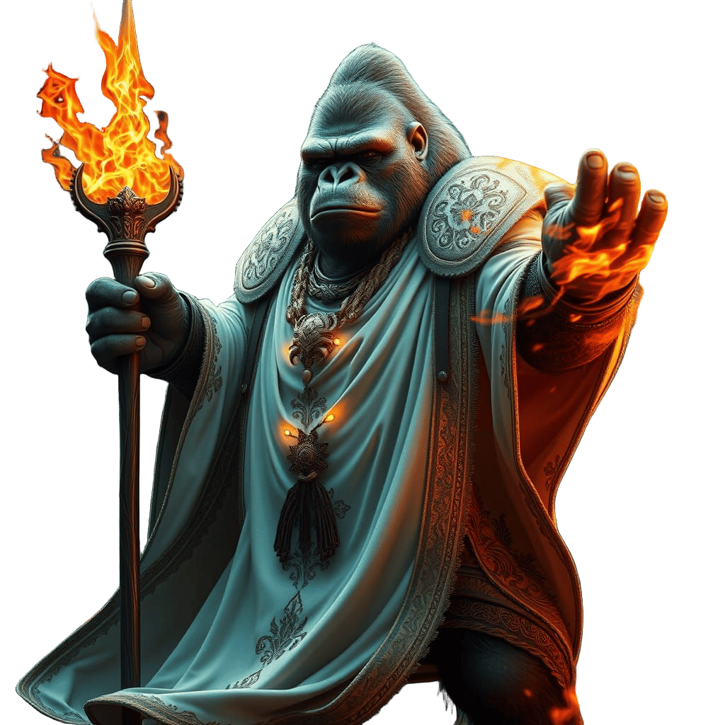 Gorilla of Blazing Splendor in Radiant White Attir... - AI Art