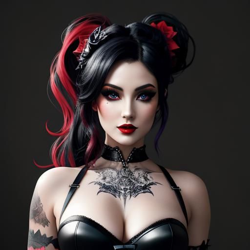 pretty pinup goth girl - AI Generated Artwork - NightCafe Creator