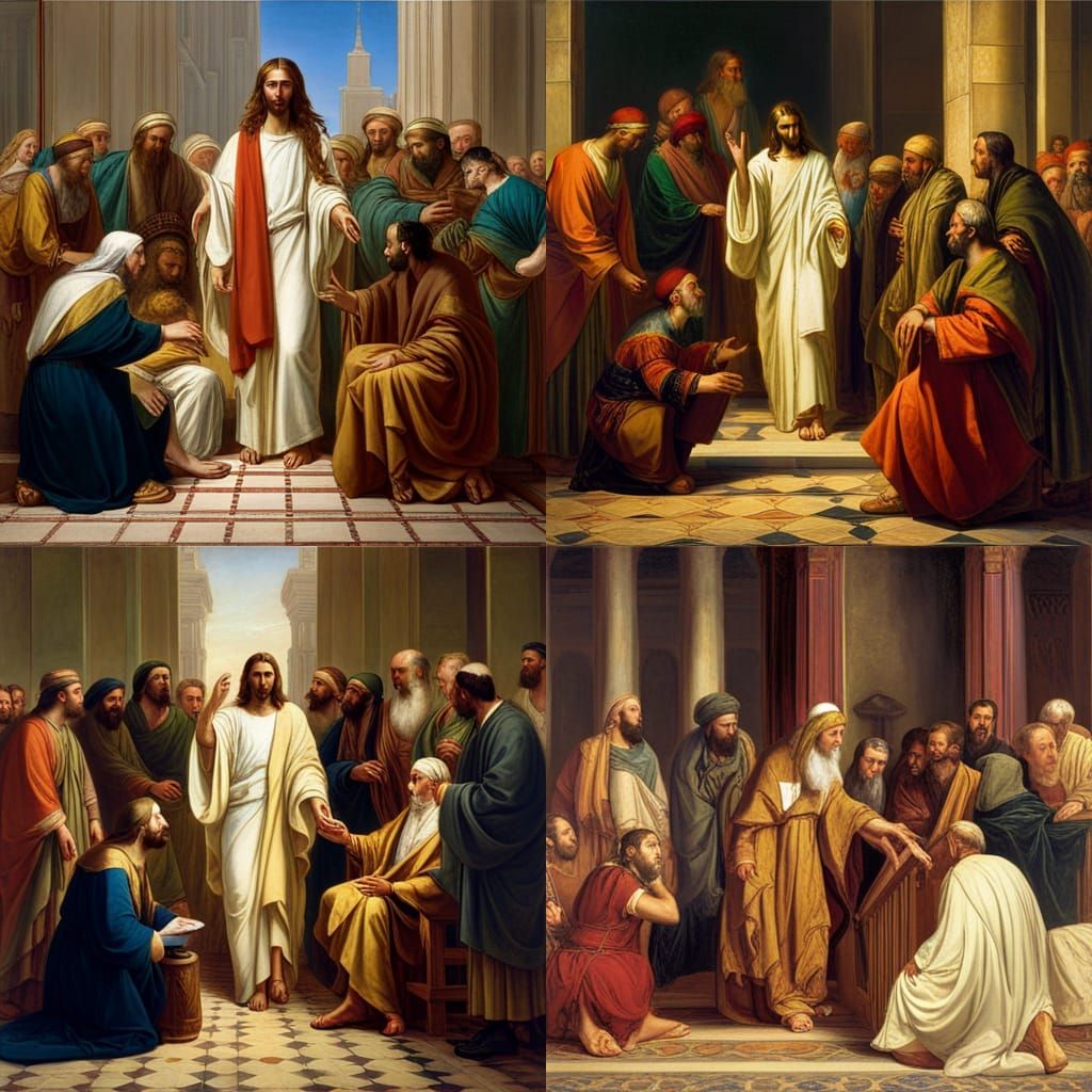 jesus in the temple with disciples and leaders of israel carl bloch ...