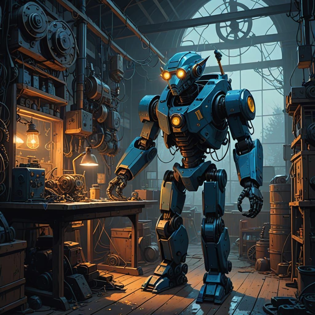 Elf Clockmaker Creates Majestic Clockwork Robot in... - AI Art