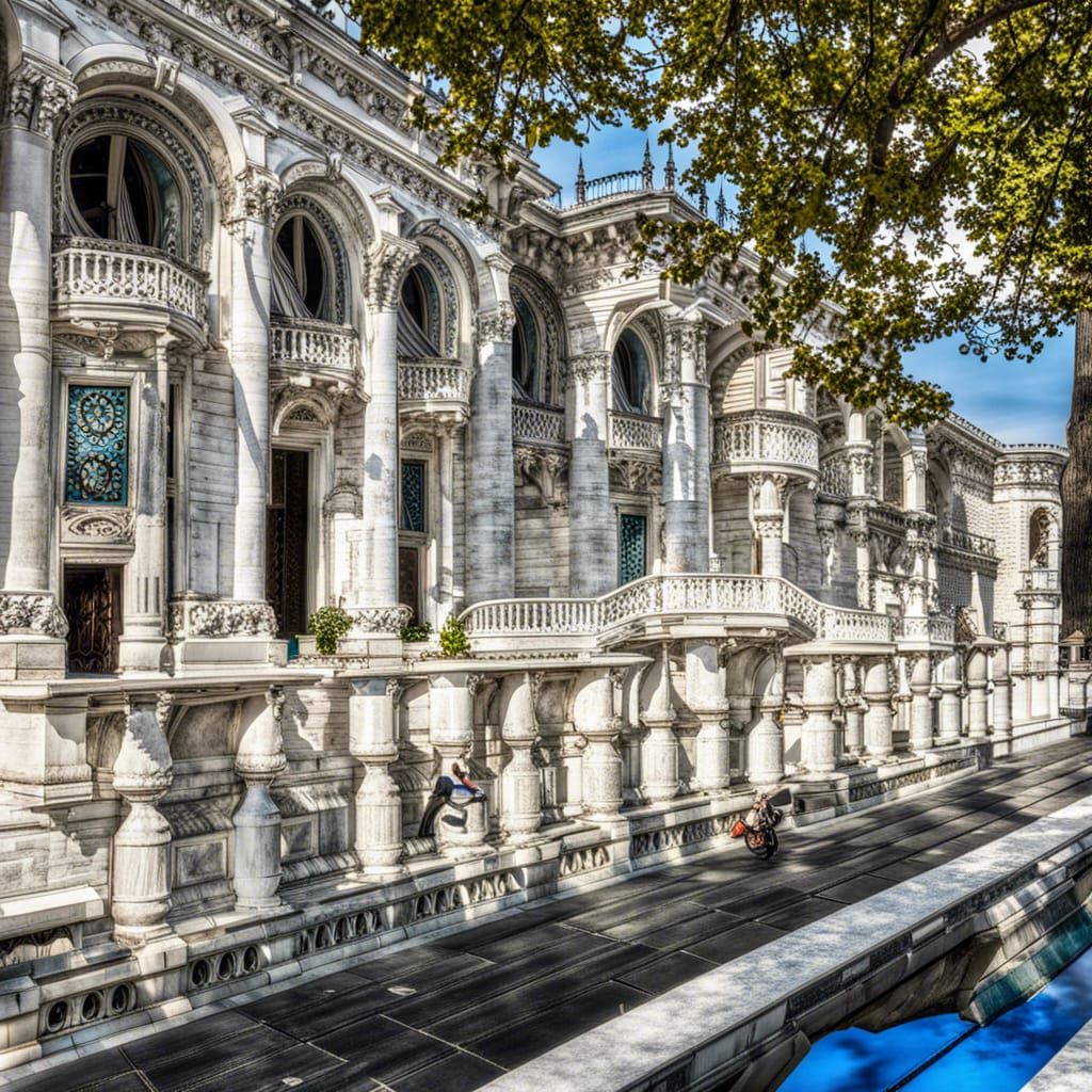 "Dolmabahçe Palace, an Ottoman palace rising on the shores of the ...