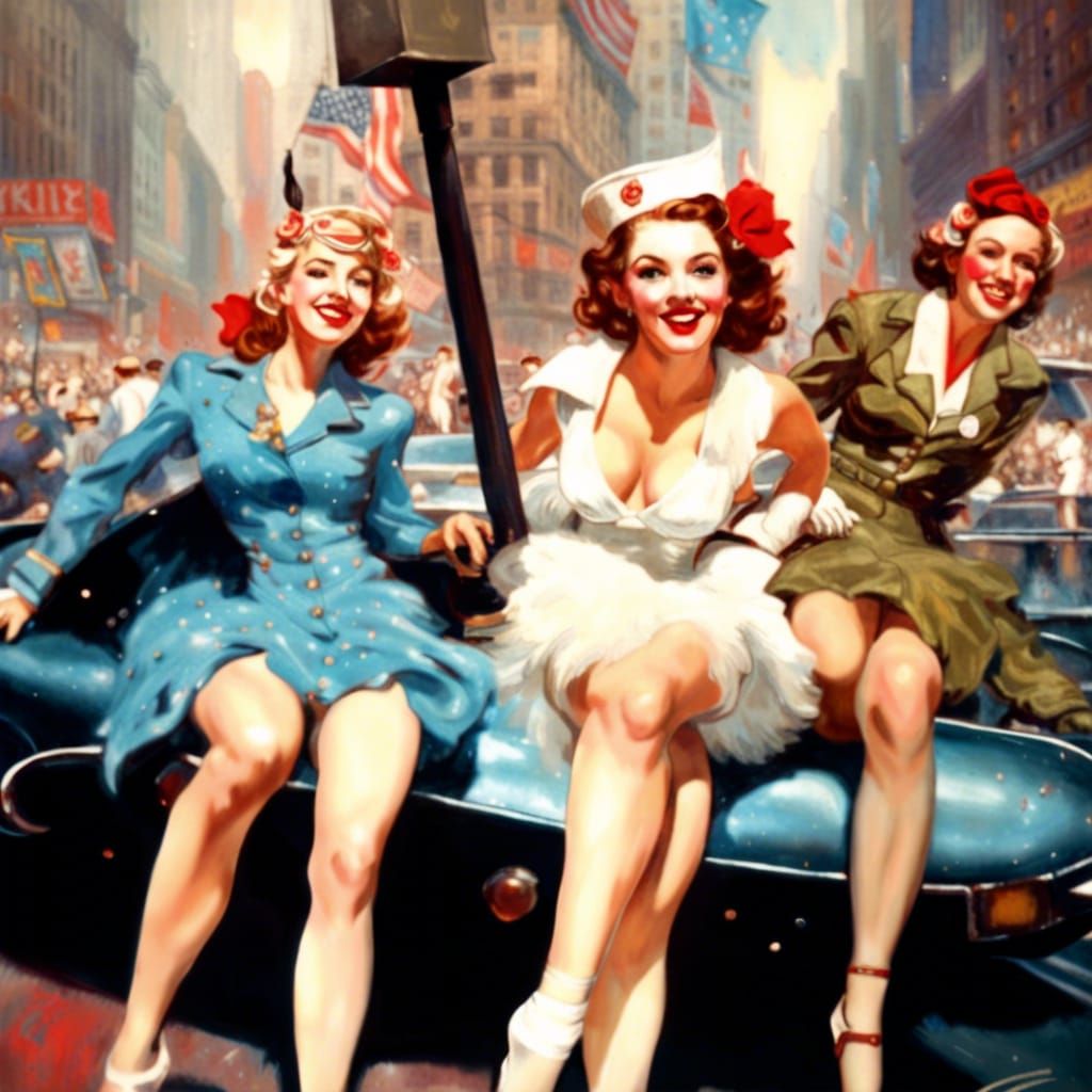 USO girls at a parade - AI Generated Artwork - NightCafe Creator