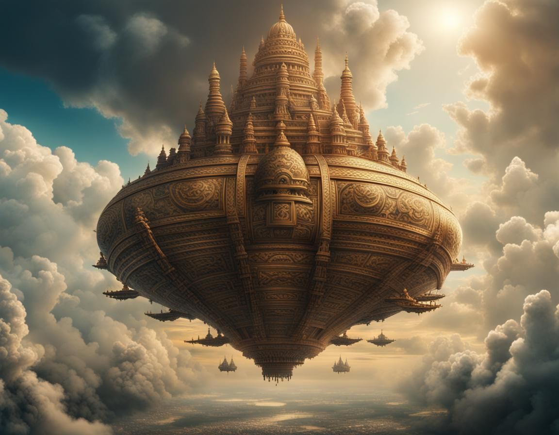 the pushpaka vimana flying in the sky - AI Generated Artwork ...