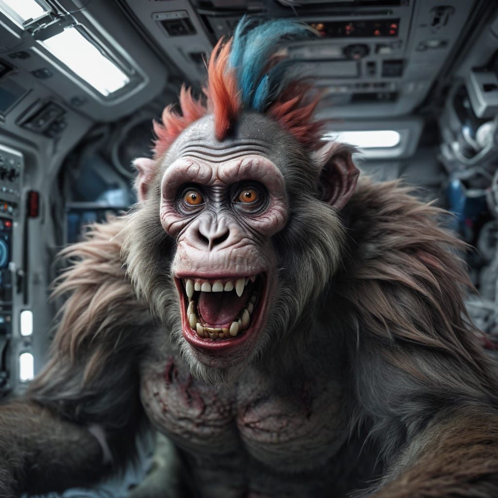 Zombie Monkey Monster Clown In The International Space Station Grinning ...