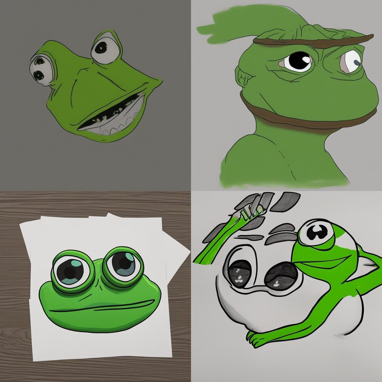 Pepe the frog meme, hyper realism , internet drawing, ms paint - AI ...