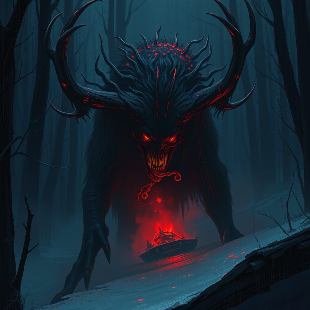 Horrifying beast. - Wendigo in Dark Fantasy