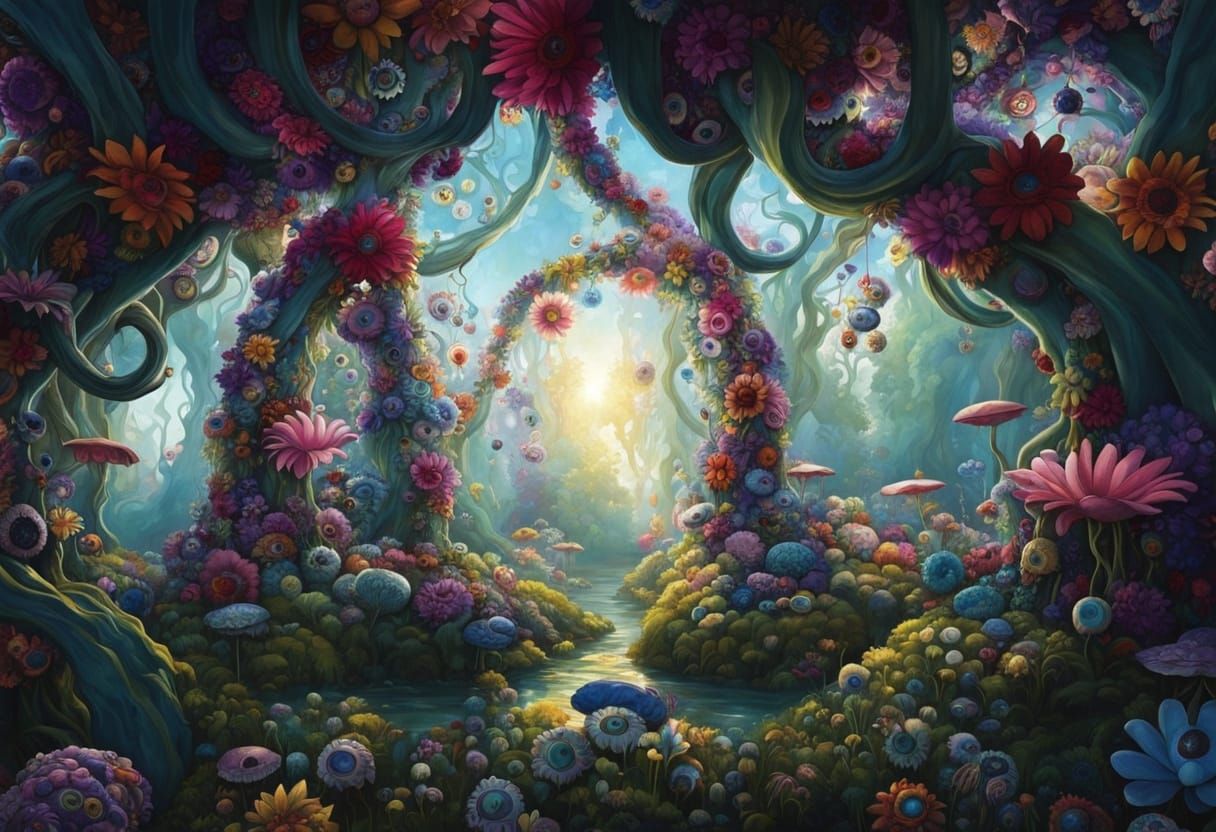 Whimsical Surrealist Dreamscape of Enchanted Fores... - AI Art