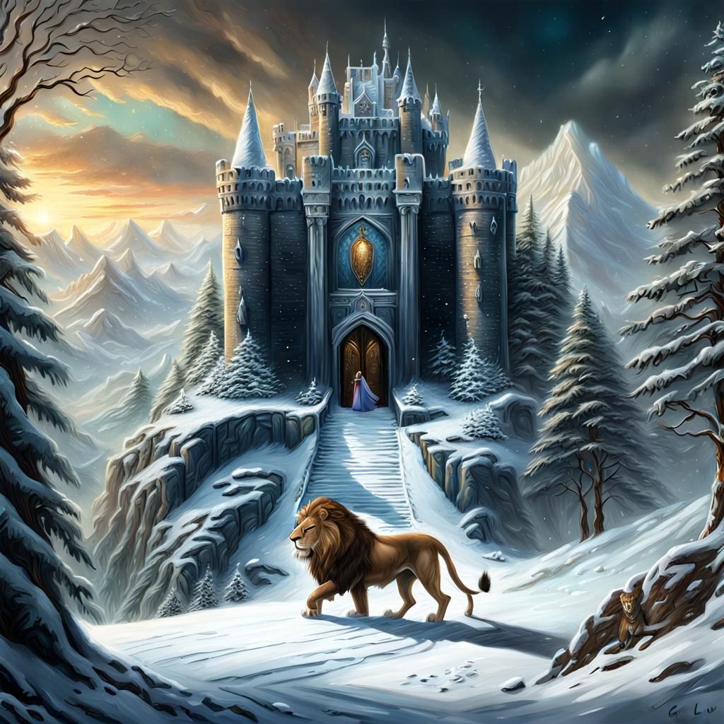 Aslan passing Jadis's castle in Narnia - AI Generated Artwork ...