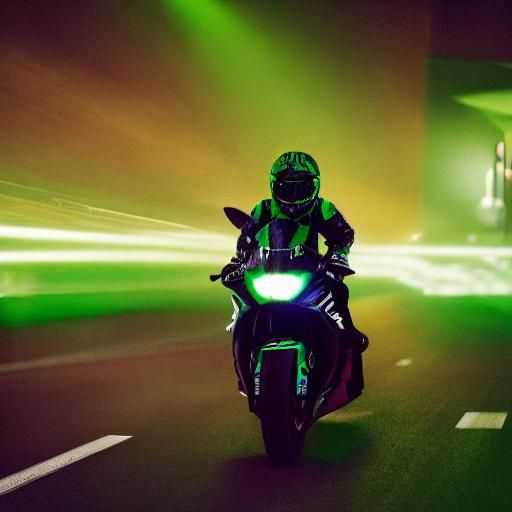 Moto color verde duende con diseño grandioso - AI Generated Artwork ...