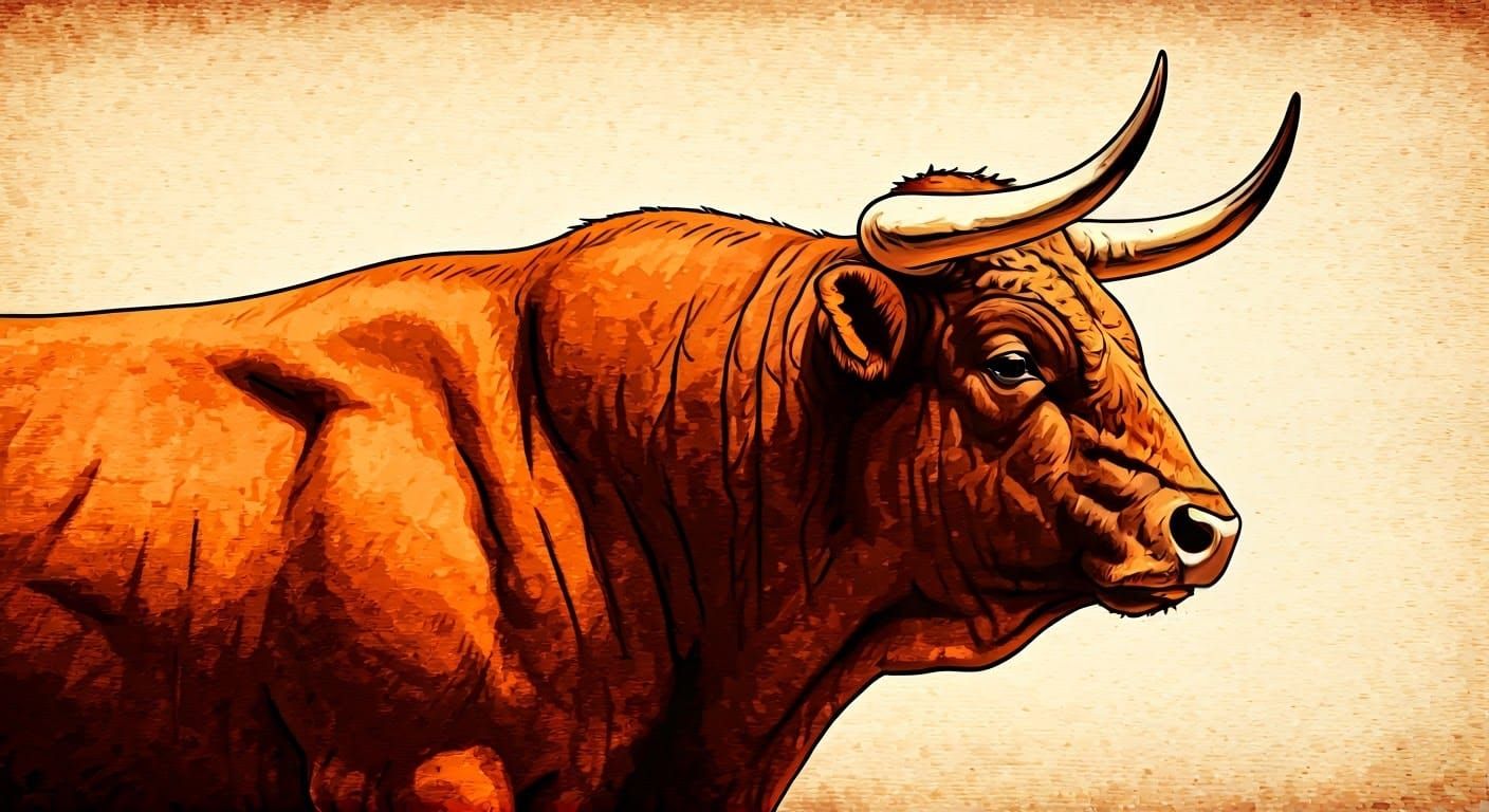 Ancient Bull Portrait in Earthy Tones - AI Art